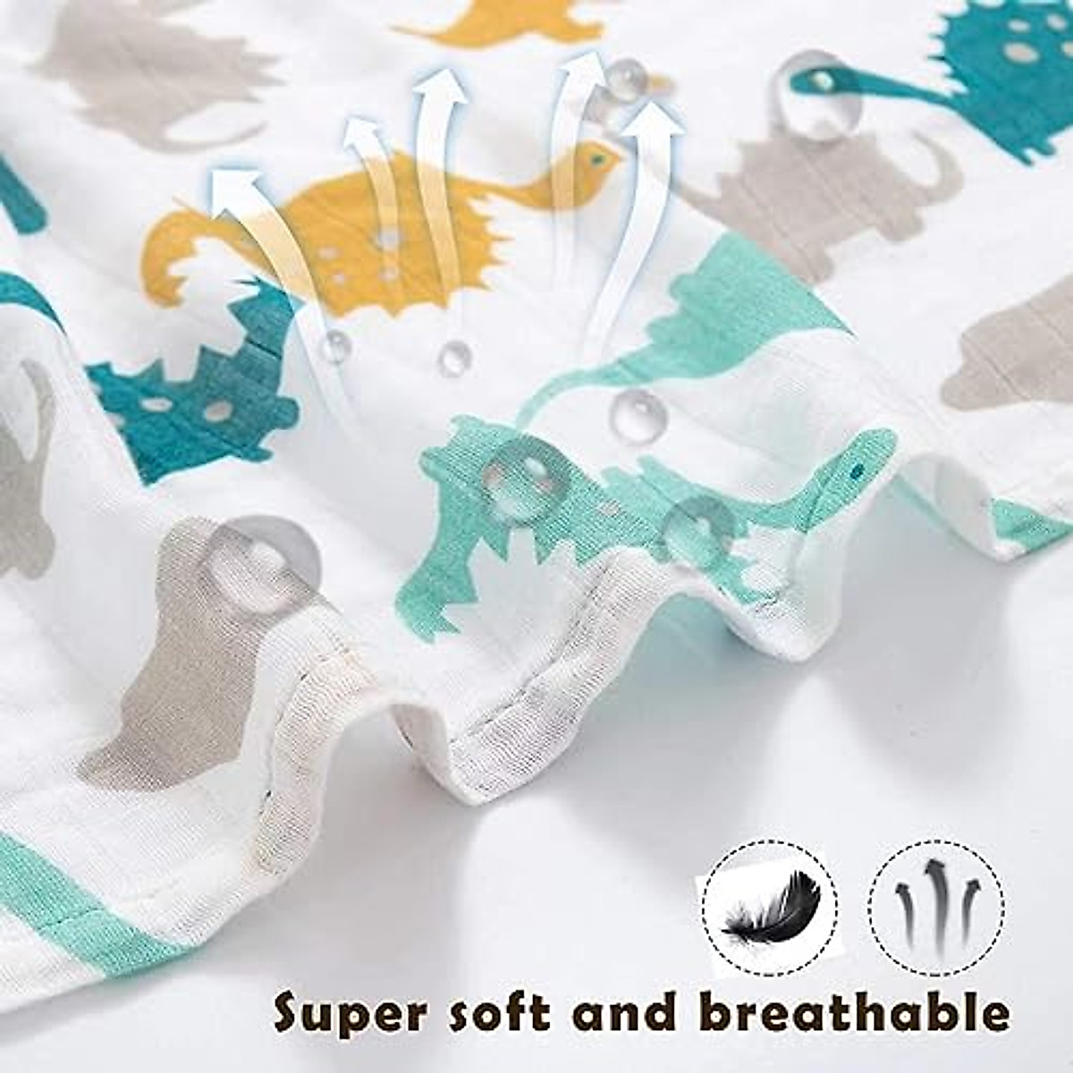 Catteyonce Swaddle Blankets, 4 Pack Breathable Muslin Swaddle Blankets, Cotton Soft and Comfortable Receiving Blanket for Newborn Boys and Girls, Orange/Giraffe, Large 44 "x 47 "