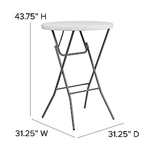 Flash Furniture 2.6-Foot Round Granite White Plastic Bar Height Folding Table