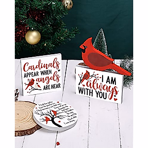 Cardinal Tiered Tray Decor Memorial Gifts Wooden Red Birds Cardinals Christmas Decorations Winter Farmhouse Sign Red Cardinals Appear When Angels Are Near Bird on Tree Cardinal Gift for Her Set of 4