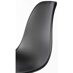 Fabulaxe Mid-Century Modern Style Plastic DSW Shell Dining Chair with Solid Beech Wooden Dowel Eiffel Legs, Black