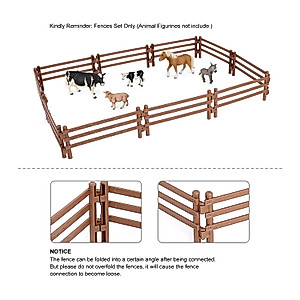 Volnau 20 Pcs Farm Corral Fence Toys Panel Accessories Playset Barn Animal Figures for Toddlers Kids Figurines Set Decoration Prop