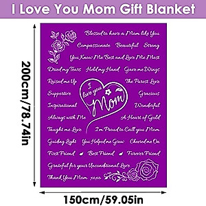 Aiishow Gifts Blanket for Mom Mother's Day, 59 inch x79 Cozy Flannel Throw Blankets, I Love You Print Women, Unique Mother from Daughter or Son, Birthday, Mothers Day (FBA-43AIS-US-ILYMQT-ZY)