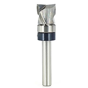 SICWOOD Solid Carbide Compression Flush Trim Router Bit 1/4 Shank, 2+2 Flute, 1/2" Diameter, 1/2" Cutting Length, Pattern and Mortising Trim Router Bit, Template Top Bearing Router Bit