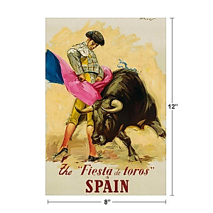 Spain The Fiesta De Toros Bullfighter Matador Vintage Illustration Travel Art Deco Vintage French Wall Art Nouveau 1920 French Advertising Vintage Poster Prints Thick Paper Sign Print Picture 8x12