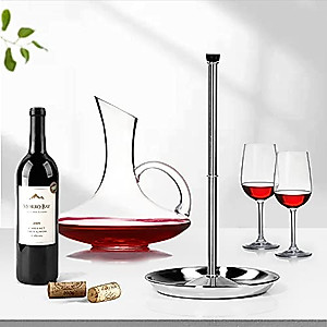 Drincarier Wine Decanter Drying Stand with Silicone Head to Prevent Scratches-Detachable Shelf Decanter Rack Holder with Drip Catching Base, Decanter and Wine Glass NOT Included (Water Plate Type)…