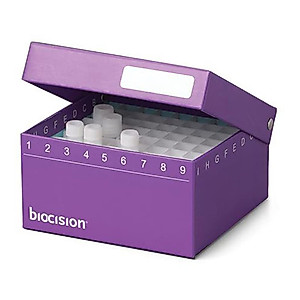 Biocision BCS-217P Purple TruCool Hinged CryoBox, LN2 Drain Holes (Pack of 5)