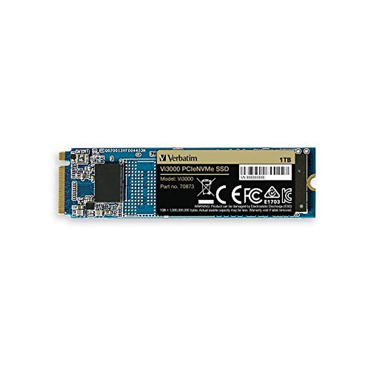 Verbatim 256GB Vi3000 PCIe Gen 3.0 X4 NVMe M.2 2280 Internal SSD, 70871