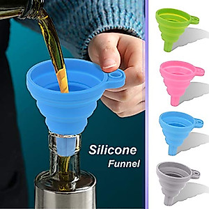 Funnels for Filling Bottles, Kitchen Funnel, Funnels for Kitchen Use, Food Grade Silicone Collapsible Funnel, Small Funnels for Filling Water Bottle Liquid Powder Transfer (4 Pack)
