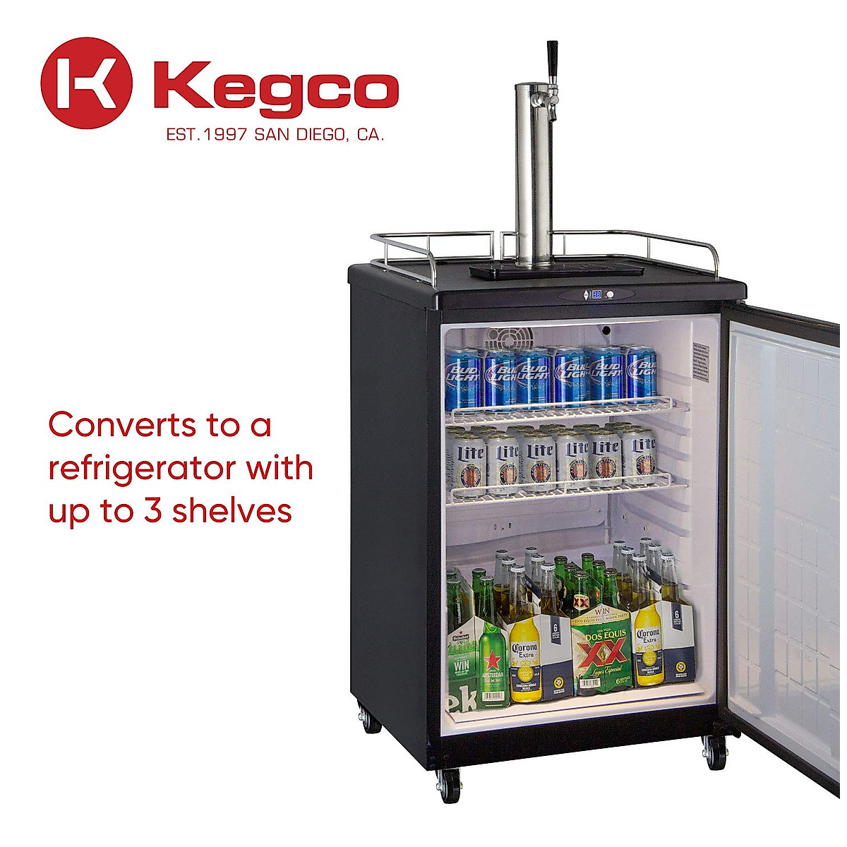 Kegco Kegerator, Single Tap, Stainless Steel
