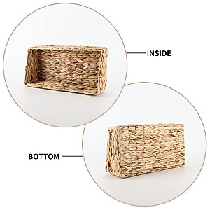 YAHUAN Hand Woven Water Hyacinth Baskets for Organizing Woven Trapezoid Basket Pantry Baskets Trapezoid Storage Bin for Shelves, Pantry, Closet and Home Decor (Water Hyacinth)