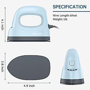 BEAUTURAL Mini Heat Press Machine, Easy to Use for T-Shirts, Shoes, Hats, Bags and Small HTV Vinyl Projects Transfer, 4 Heat Settings & Precision Tip, Ceramic Coated Heating Plate, 120V