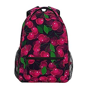 ALAZA Red Cherry on Black Unisex Schoolbag Travel Laptop Bags Casual Daypack Book Bag