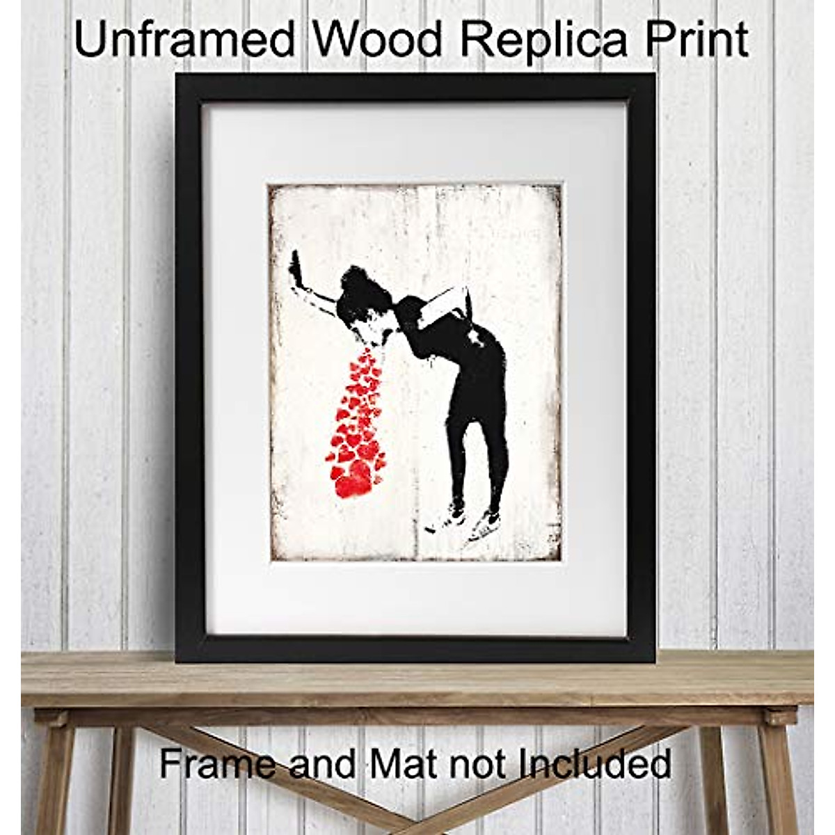 Banksy Wall Art - Love Sick Graffiti Art - Sign Plaque Photo Print - Funny Gift for Urban Street Art Mural Fans - Cool Unique Original Room or Home Decor, Wall Decoration Poster - 8x10 Unframed