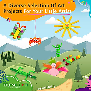 Hutsuls Kids Arts and Crafts Supplies - Toddler Craft Supplies & Materials - Preschool Craft Kits for Kids Ages 5-7 - Ultimate Crafting Kit for Children, Girls, Boys - Pipe Cleaners, PomPoms, Stickers