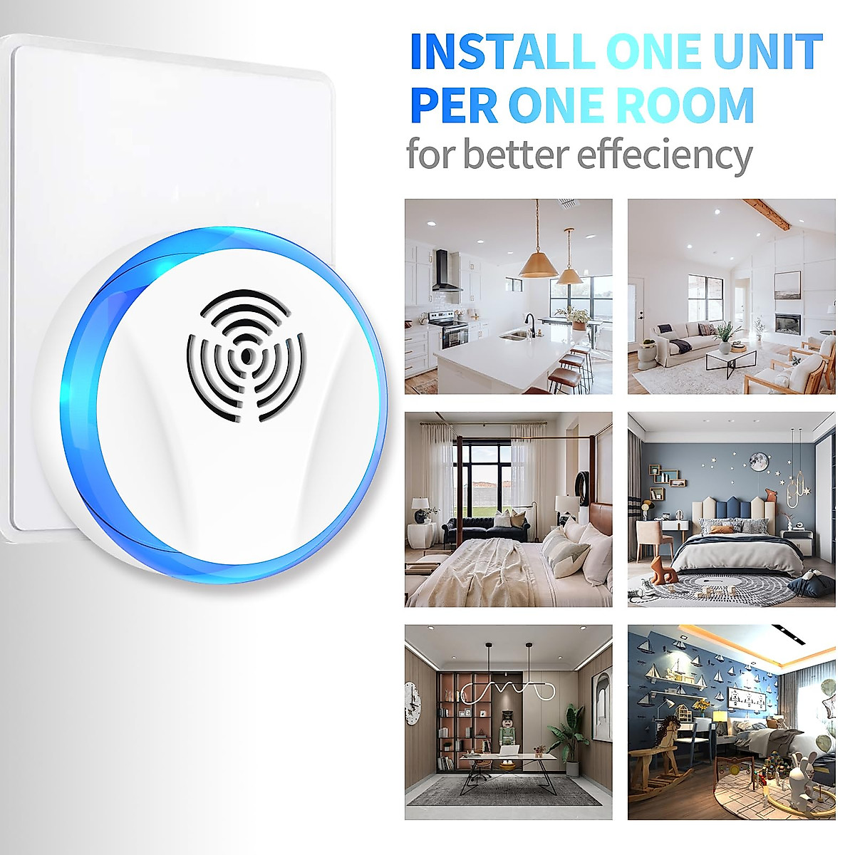 Lickoon 6 Packs Ultrasonic Pest Control Repeller, Electronic Pest Repellent Plug in Indoor for Insect Roaches Spider Ant Bug Rat Rodent Mouse Repellent for House Kitchen Garage Warehouse