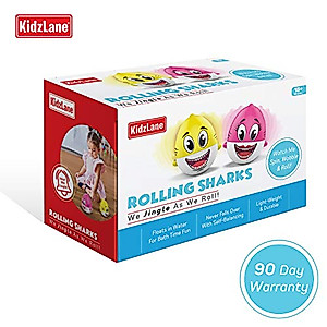 Kidzlane Shark Bath Toy for Babies and Toddlers | 2-Pack Pink and Yellow Bath Toy with Sound Effect | Weeble Wobble Toy for Babies | Shark Toy for Toddlers 6 Months +