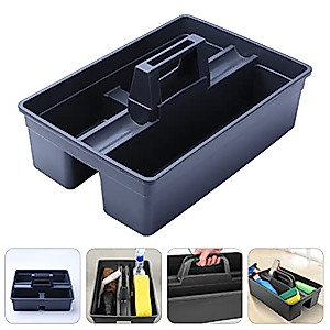 Cabilock Toolbox Storage Basket Cleaning Products Divided Cleaning Utility Tool Tote Carrier Basket with Handles for Cleaning Supplies Spray Bottles Water Bottles Portable Rectangular Plastic Baskets