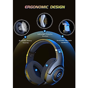 KAPEYDESI Wireless Gaming Headset, 2.4GHz USB Gaming Headphones for PC, PS4, PS5, Mac with Bluetooth 5.2, 40H Battery Life, Detachable Microphone, 3.5mm Wired Jack for Xbox Series (Black Red)