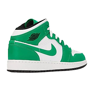 NIKE Jordan Air 1 Mid Big Kids' Shoes Size-7 Y US,Lucky Green/Black-white