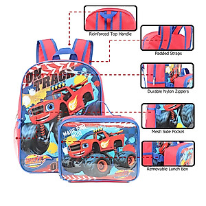 Ruz Blaze and the Monster Machines 16'' Full Size Truck Backpack Lunchbox Set Bookbag School Set