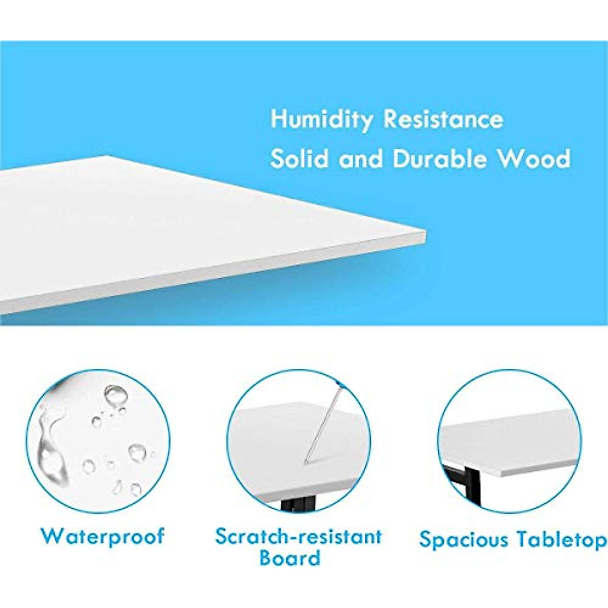 LUARANE Foldable Computer Desk, No Assembly Folding Desk, Study Laptop Writing Desk, Compact Reading Table for Small Space Bedroom Home Office (White)