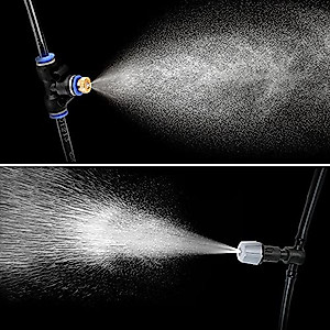 AOZBZ Misting Cooling System, 16.4FT (5M) Misting Line+5 Mist Nozzles & Brass Adapter Outdoor Misting System for Garden Patio Trampoline Greenhouse Umbrella