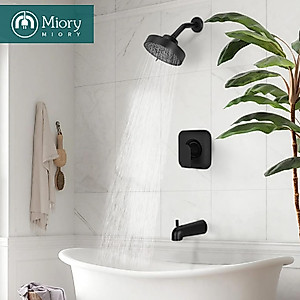 T2473EPBL Black Shower System Compatible with moen T2473EPBL Shower Trim Kit, Including Showerhead, Shower Handle and Tub Spout(POS-Temp Valve Required)