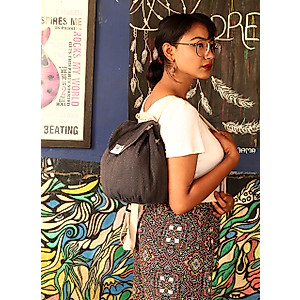 Hemp small bag for women Girls Light Weight Eco Friendly Small cute backpack Bag for everyday lives (Fade Black)