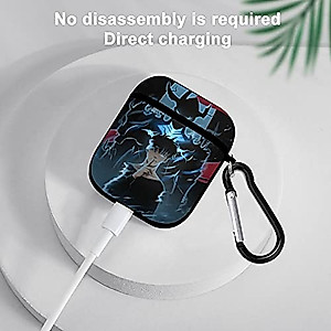 Manhwa Solo Leveling AirPods Case Cover with Keychain for AirPods 2&1, Novelty Anime Printing Shockproof Case Compatiable with Wireless Charging
