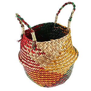 STOBAZA 3pcs Plant Pots Indoor Seagrass Flower Bin Folding Laundry Basket Pot for Plants Indoor Seagrass Succulent Vase Kid Beach Bag To Weave Coconut Shell Bamboo