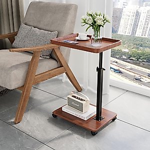 XNSDXV C Table End Table Adjustable Height, 360°Swivel TV Tray Table for Small Spaces, Couch Tables That Slide Under, C Shaped Side Tables Living Room and Bedroom for Sofa, Bed,Chair, Snack (Black)