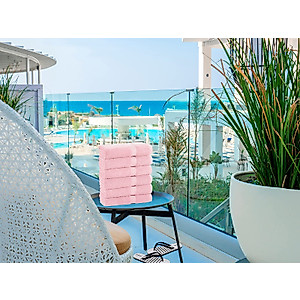 Oakias 6 Pack Small Cotton Towels Pink – 22 x 44 Inches 500 GSM – Hotel, Pool & Gym Towels – Highly Absorbent