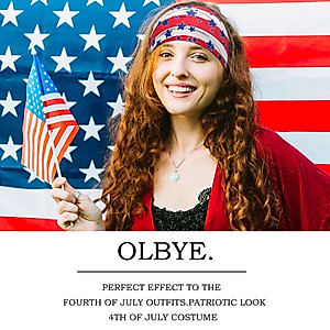 Olbye 4th of July Headbands USA Patriotic Hair Accessories American Flag Headband Wide Knotted Turban Head Band Non Slip Elastic Hairband Red White and Blue Bandana Stars and Stripes Head Bands Independence Day Party Decorations Hairbands Fourth of July A