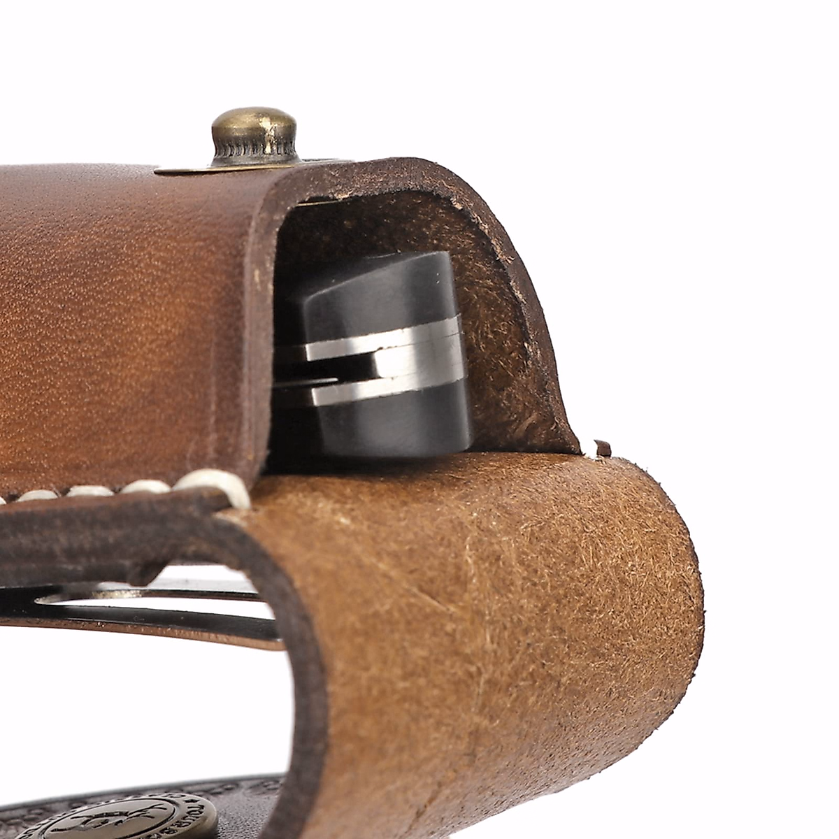 Tourbon EDC Leather Pocket Folding Knife Sheath Carrier Holster Flashlight Holder Case Wine Bottle Opener for Belt