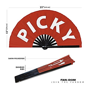 Picky Hand Fan Foldable Bamboo Circuit Hand Fan Funny Gag Slang Words Expressions Statement Gifts Festival Accessories Rave Handheld Circuit Event Fan Clack Fans (Red)