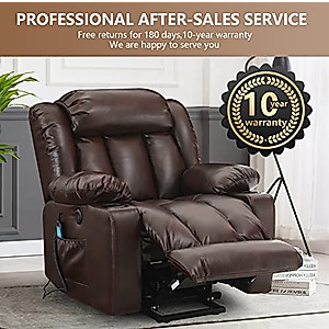 ASHOMELI Large Power Lift Recliner Chair for Elderly with Massage and Heating Function (Brown)