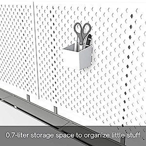 DEZCTOP D-Board Container for Bifrost Desk Series, 4-Inch Cubicle Bin for PegBoard Organizer Accessory, Functional Container for Computer Desk Home Office Table Storage (White)