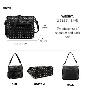 Scarleton Studded Skull Bag for Women, Vegan Leather Gothic Punk Rock Rivet Shoulder Bag, Classic Black Crossbody Handbag - Adjustable Strap Sling H141701
