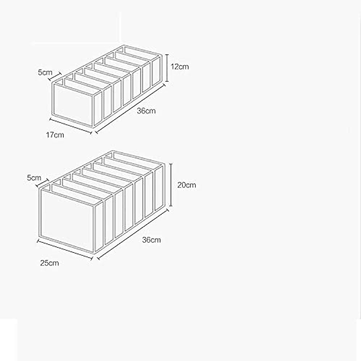 Set of 2 Pieces Wardrobe Clothes Organizer, Jeans Leggings Compartment Storage Box Closet, 7 Grids Folding Drawer For Clothing Mesh Separation , Transparent Divider For Stacking Pants Organizer (White)