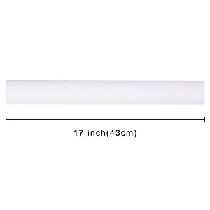 Flyhill Mini Roll Wrapping Paper-17inch*16.5ft（23.4sq.ft.ttl-White Gold Snowflake Foil Design with Smooth for Christmas,Birthday,Holiday,Wedding,Baby Shower