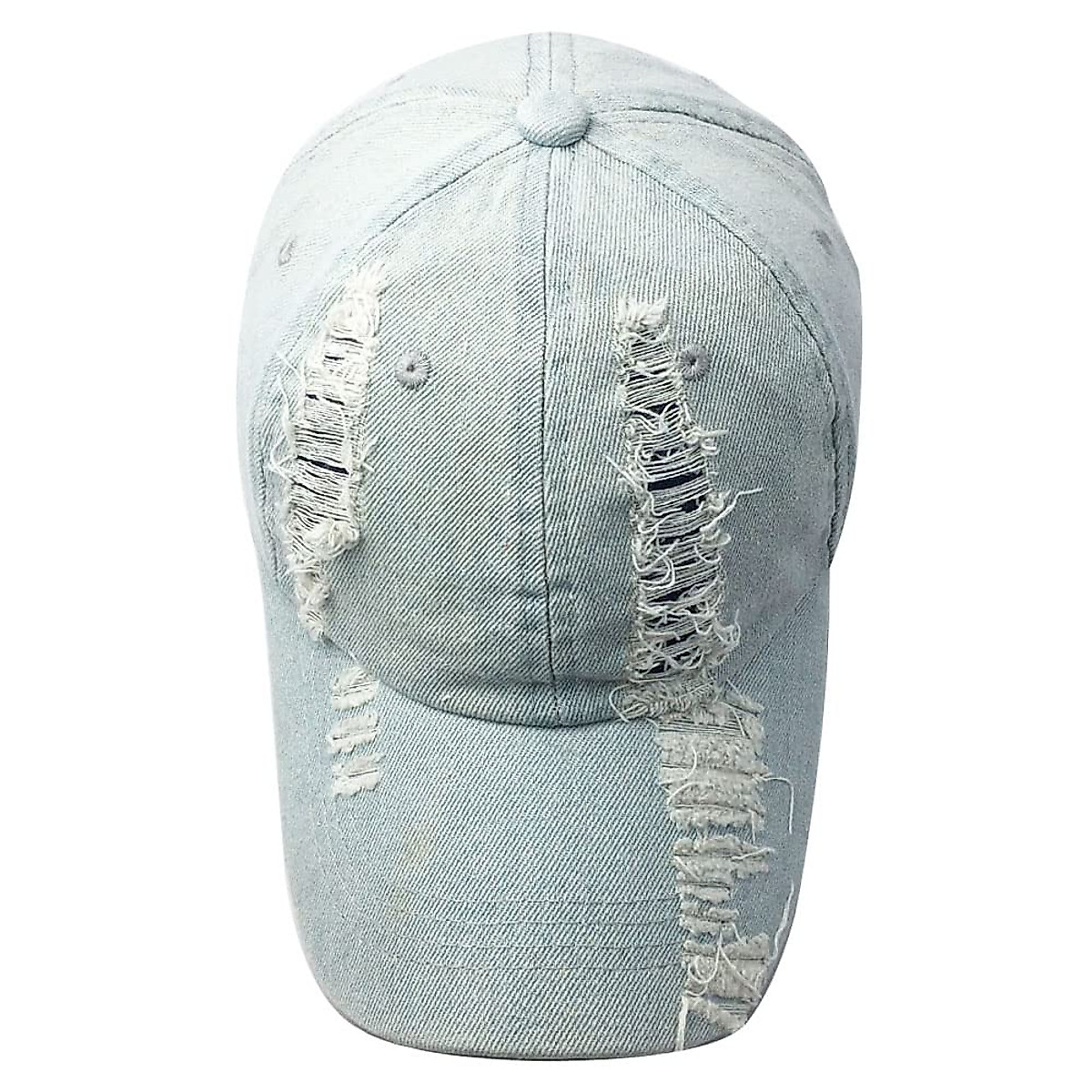 Kangqifen Unisex Ripped Distressed Denim Baseball Cap Trucker Hat Adjustable Blue