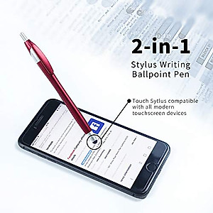 Ballpoint Pens Stylus Pens for Touch Screens Medium Point Black Ink Writing Pen 2 in 1 Office Pen with Stylus Tips for iPhone iPad (5 Count)