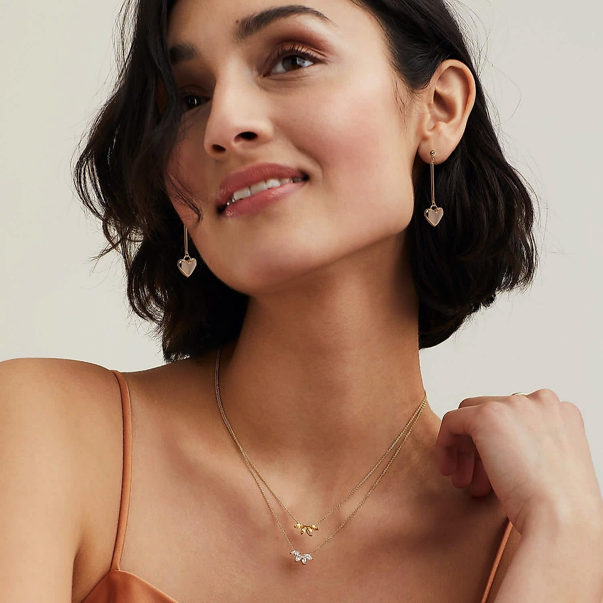 Cowlyn Heart Earrings Love Pendant Long 925 Silver Needle 14K Gold Dangle Drop Stud Cute Jewelry Valentines Day Gift for Women