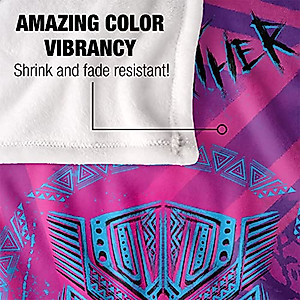 Marvel Black Panther Blanket, 36"x58", Neon Tribal, Silky Touch Super Soft Throw Blanket