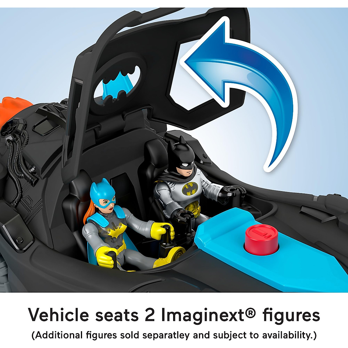 Fisher-Price Imaginext DC Super Friends Batman Toy, Lights & Sounds Batmobile with Batman Figure for Preschool Kids Ages 3+ Years