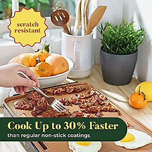 BELLA XL Electric Ceramic Titanium Griddle, Make 15 Eggs At Once, Healthy-Eco Non-stick Coating, Hassle-Free Clean Up, Large Submersible Cooking Surface, 12" x 22", Copper/Black