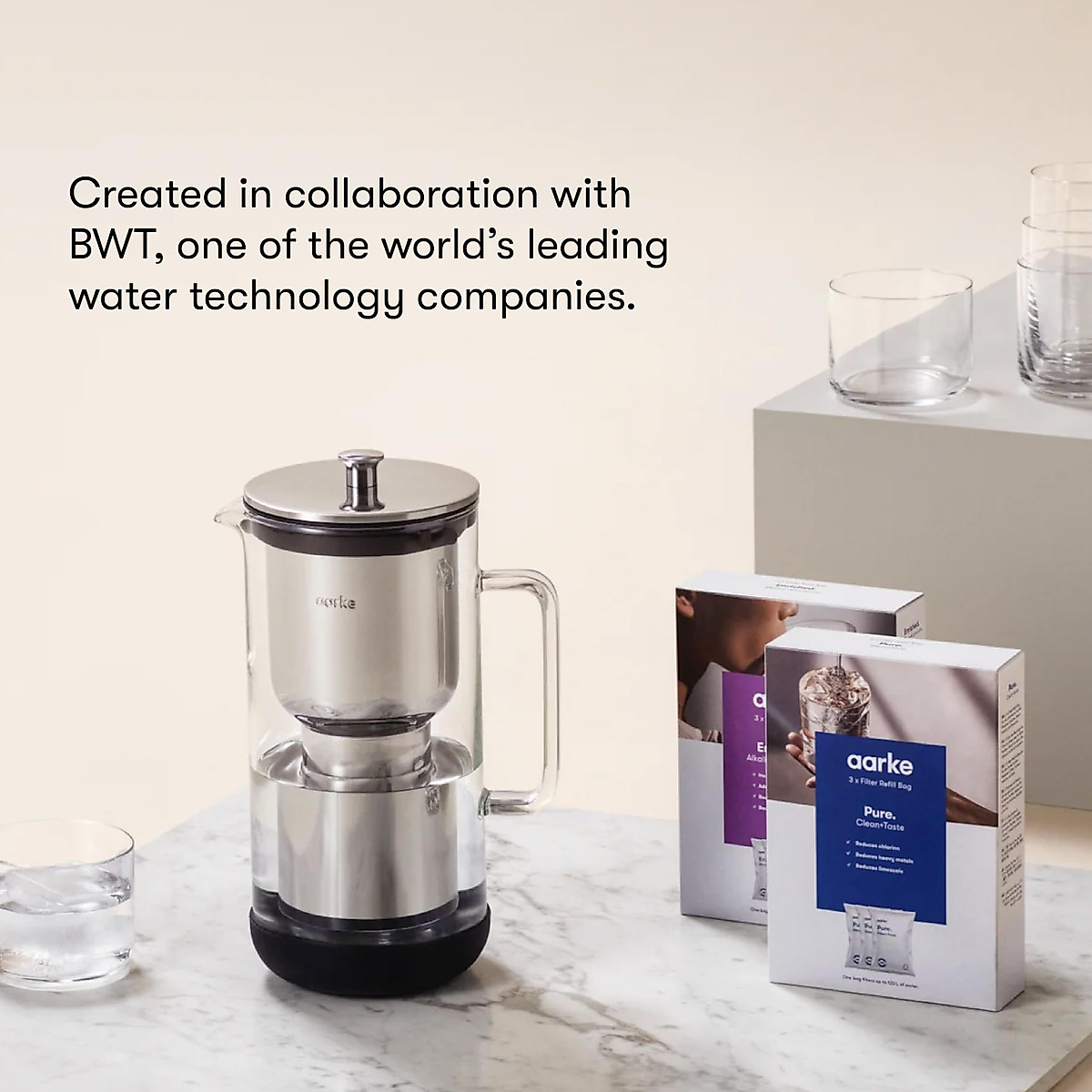 aarke Pure Filter Refill Granules - Reduces Heavy Metals for Clean Water, Eco-Friendly, 8-Week Performance, Filters 31.7 Gallons Per Bag (3 Pack)