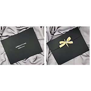 ANDANTINO 100% Silk Scarf for Women 59”*6.3” Long Shawls for Headscarf and Neck- Oblong Hair Wraps with Gift Packed (Solid Color-Black)