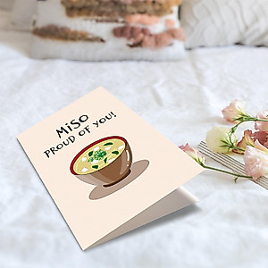 Obbyidk Funny Pun Miso Soup Proud of You Card, Cute Graduation Card for Her Him, Congratulations Card, I Am So Proud of You