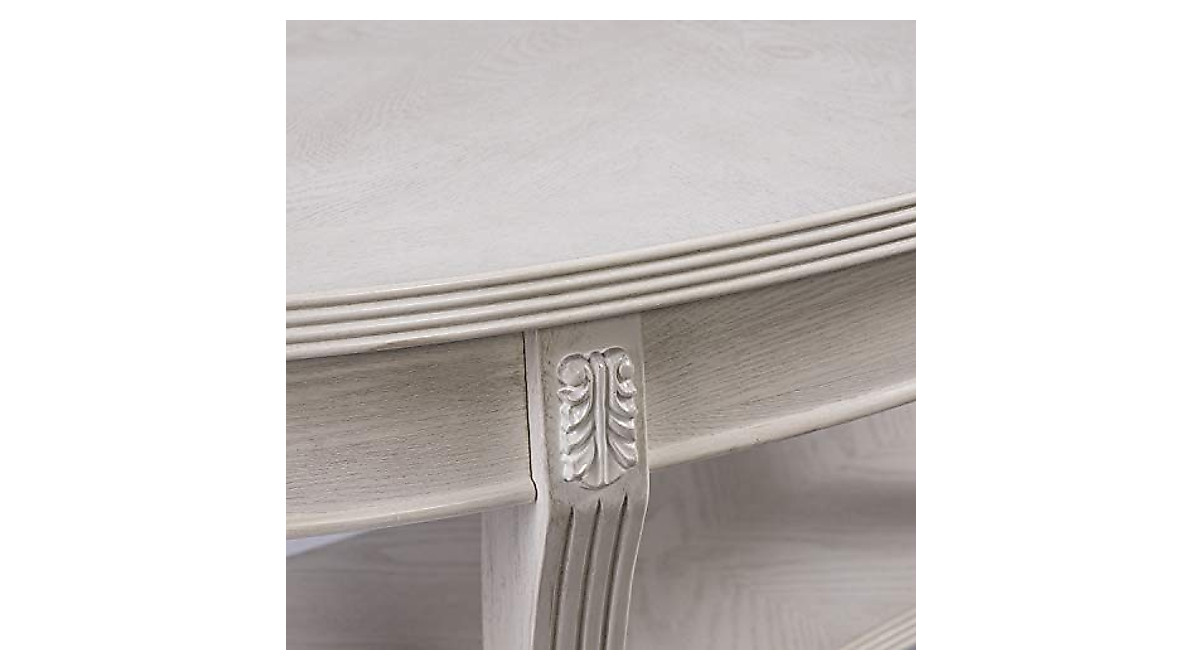 SEI Furniture Laverly Oval Coffee Table - Whitewash Chic